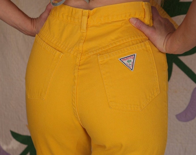 Vintage Yellow Jeans / Mustard Yellow 80's Denim Jeans / High Waist ...