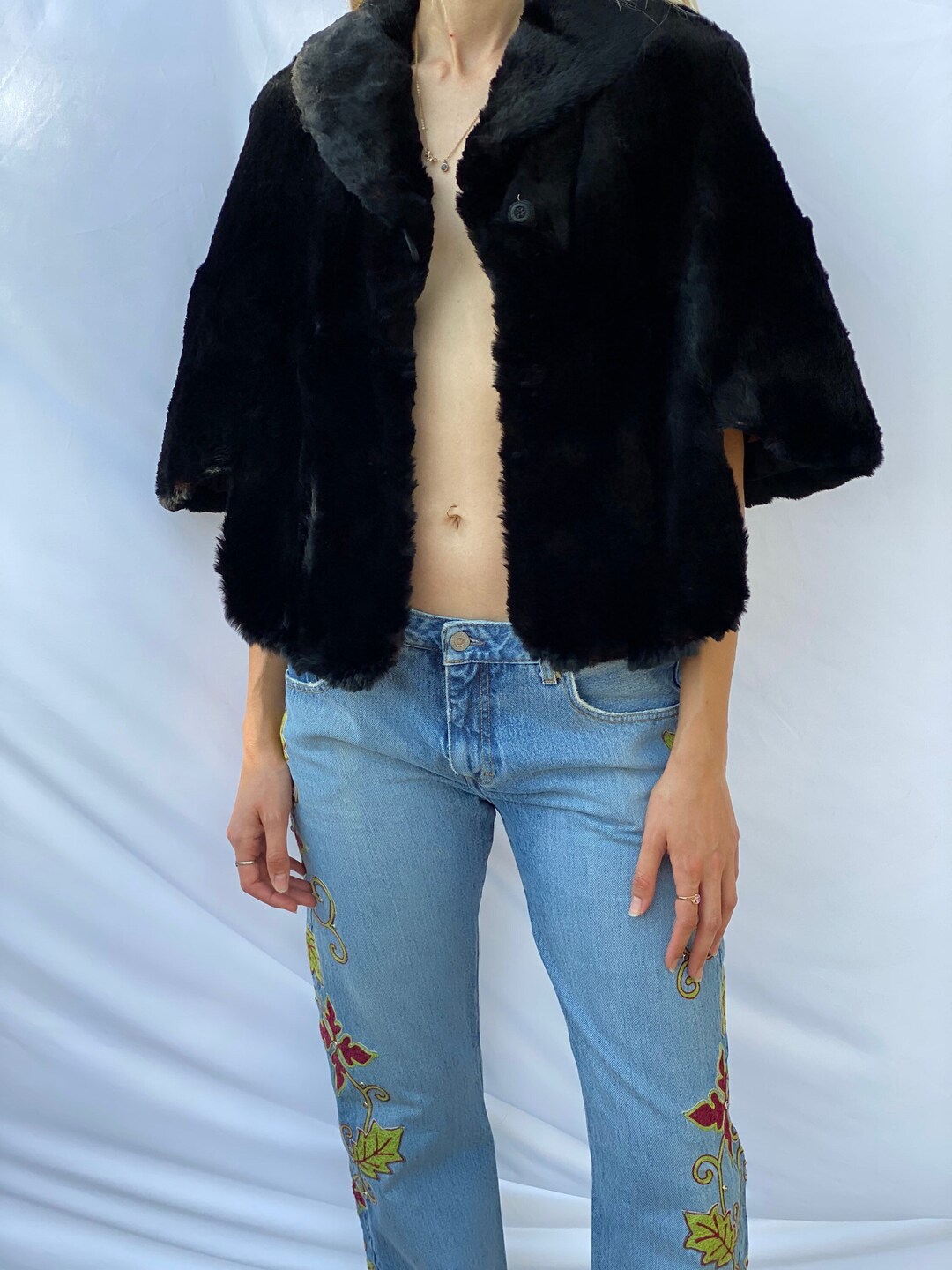 1940's Black Shrug / Sheared Beaver Fur Coat / Fifties Fully Lined in ...