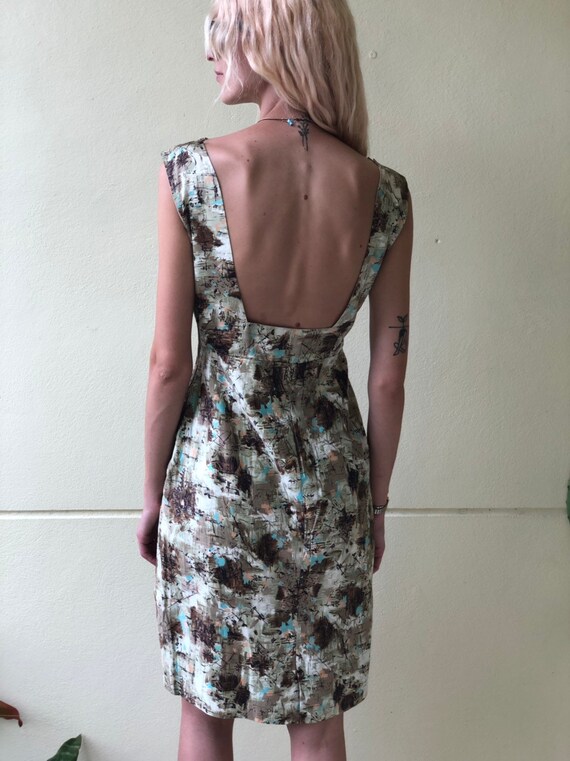 1960's Atomic Dress / Open Back Sexy Dress / Cotton W… - Gem