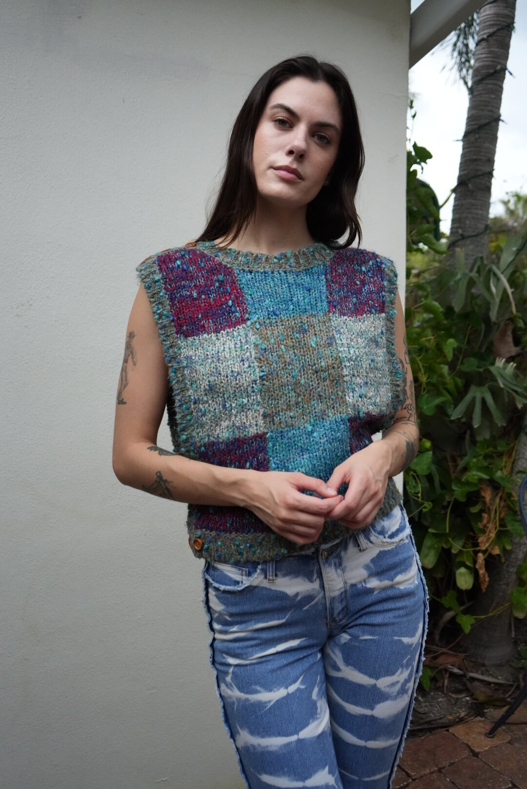 Vintage 1980's Sweater / Boxy Cut Slitted Sweater / Side Boob / Vintage ...