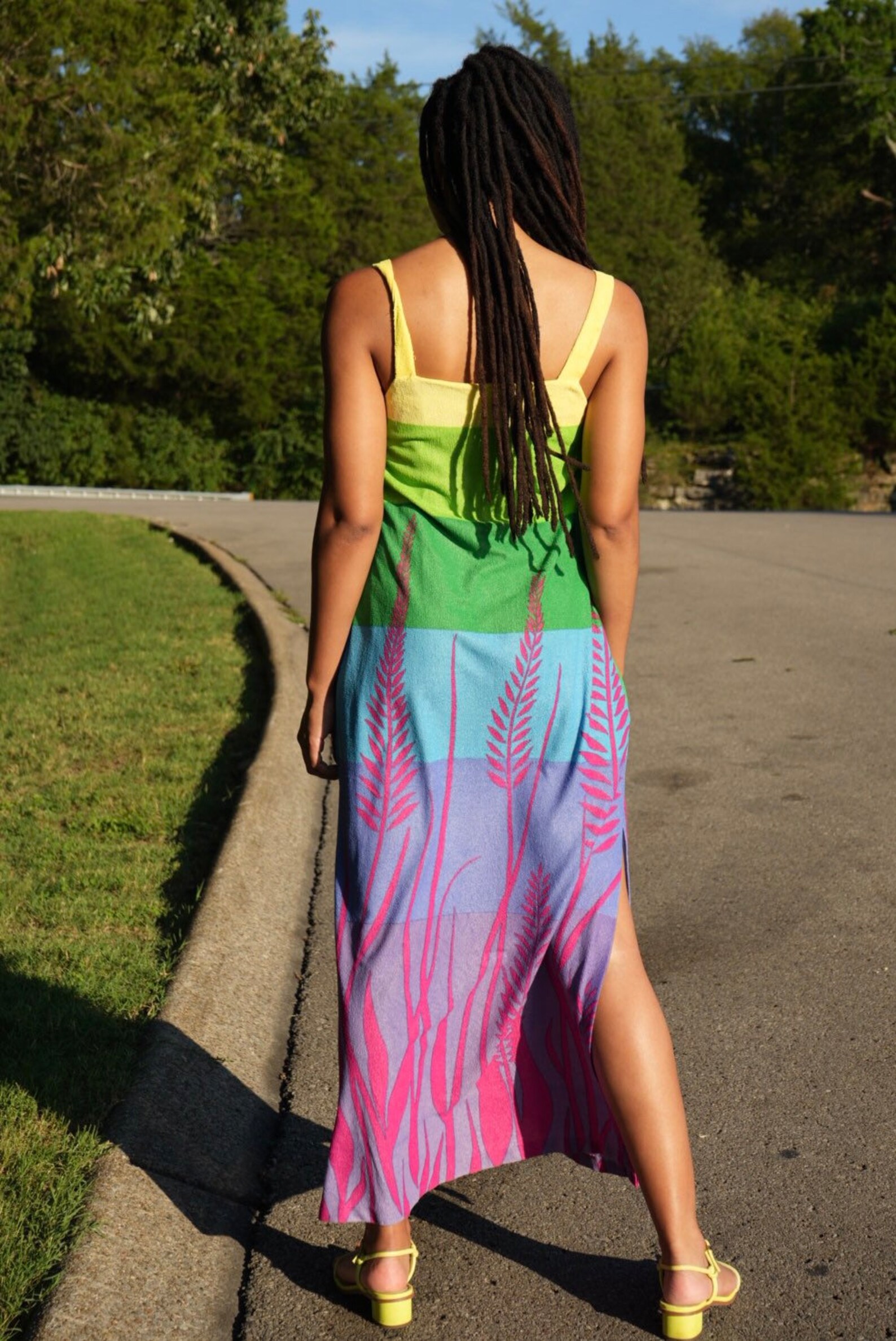 70's Terry Cloth Maxi Dress / Towel Dress / Stripe Maxi - Etsy