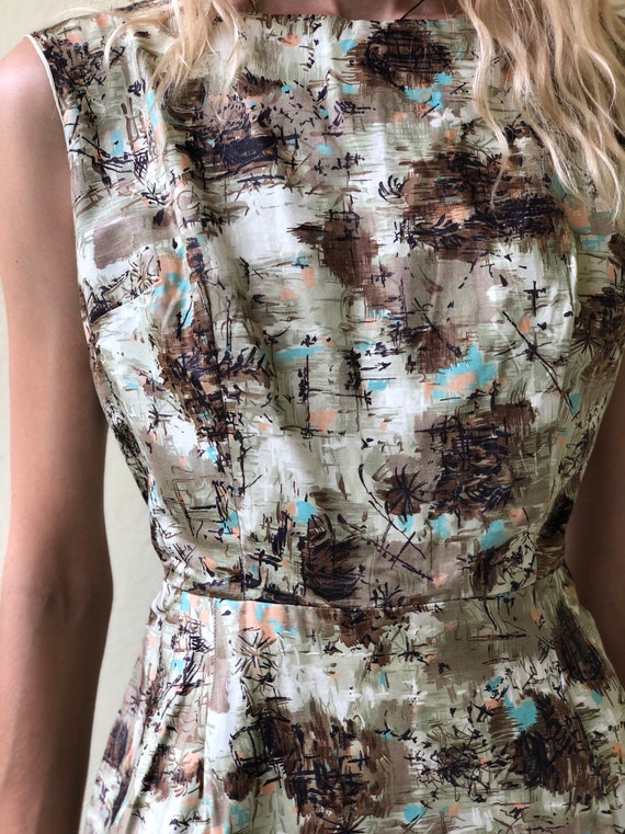 1960's Atomic Dress / Open Back Sexy Dress / Cotton W… - Gem