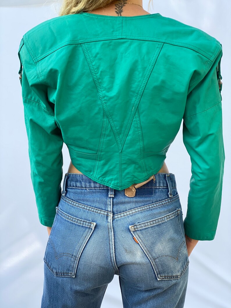 Crop Leather Jacket / Cropped Cut Leather Jacket / 1980's - Etsy