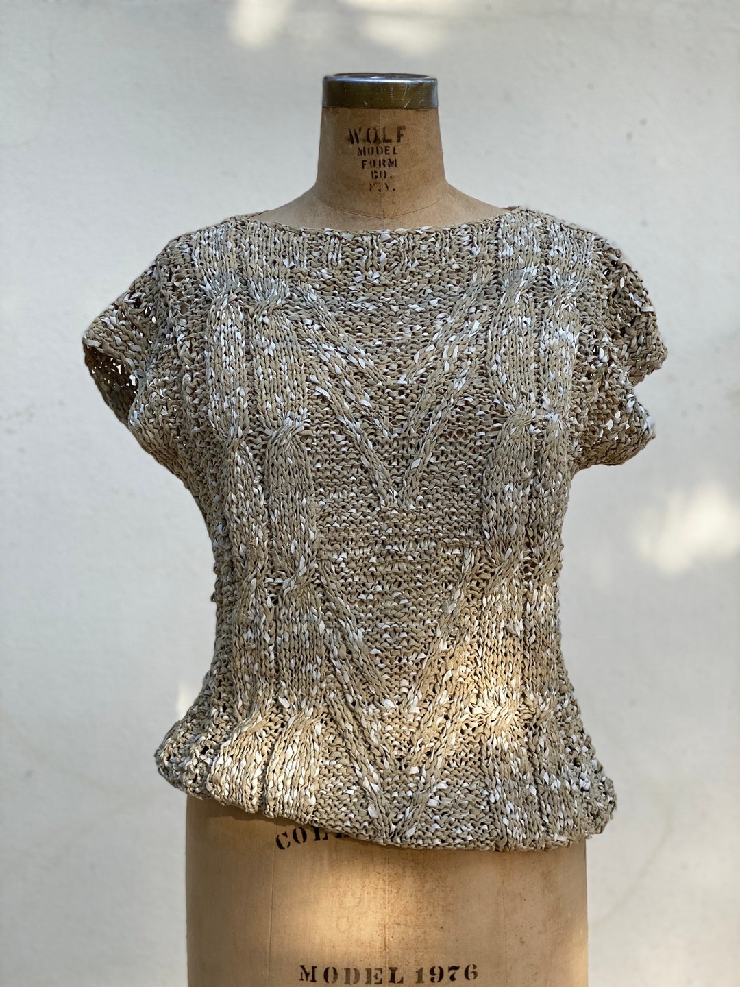 80s Leather Shirt / Beige Knit Suede Leather Top / Basic Leather Shirt ...