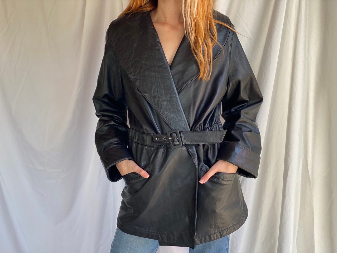 Vintage 90's Leather Jacket / Buttery Soft Leather / Large Lapel ...