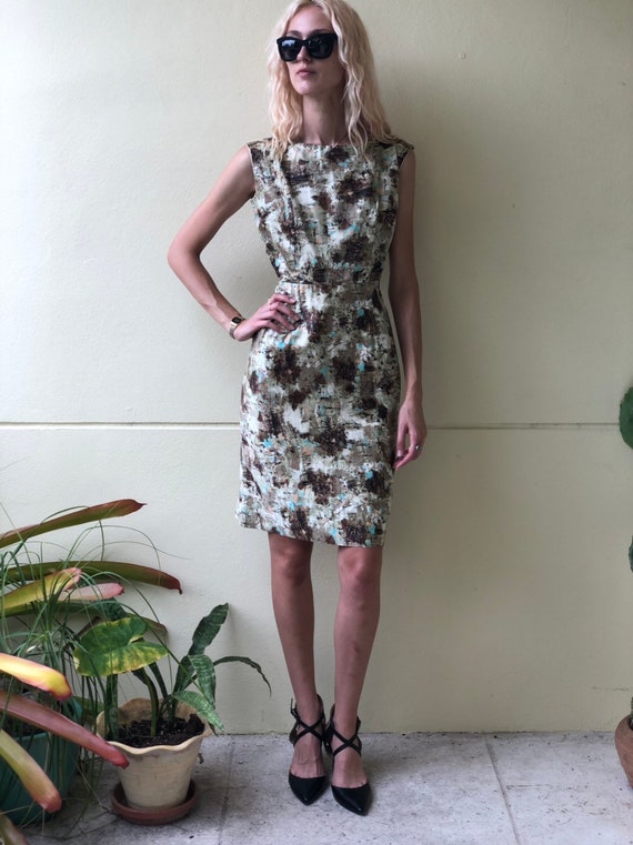1960's Atomic Dress / Open Back Sexy Dress / Cotton W… - Gem