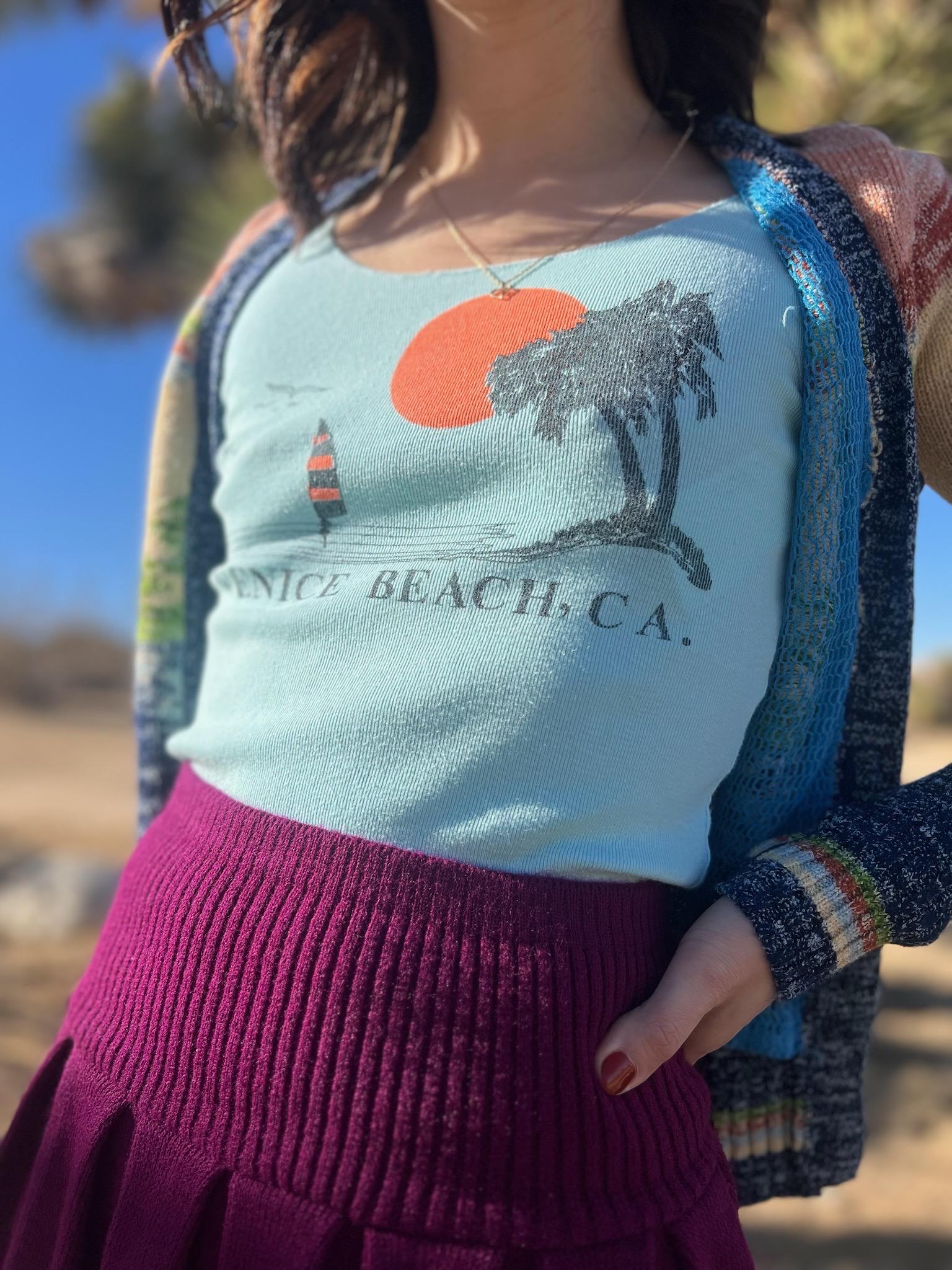 1970's Tank Top With Beach Scene / Sunset Print / Venice Beach ...