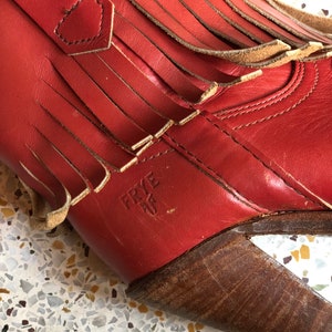 6 M Cowboy Boots / 1970's Frye Cowboy Boots / Fringe Leather Brick Red ...