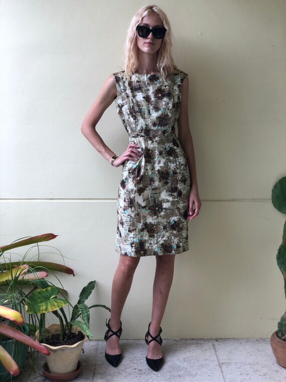 1960's Atomic Dress / Open Back Sexy Dress / Cotton W… - Gem