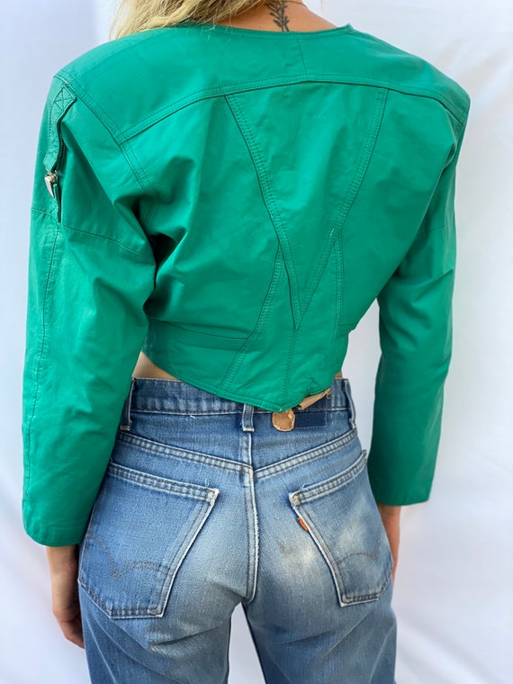 Crop Leather Jacket / Cropped Cut Leather Jacket / 19… - Gem
