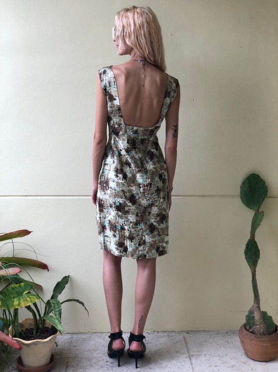 1960's Atomic Dress / Open Back Sexy Dress / Cotton W… - Gem