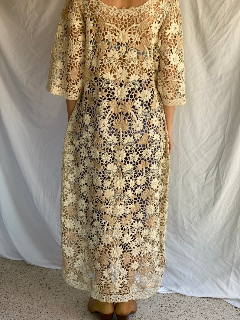 1960's Lace Maxi Dress / Plastic Front Zipper Sixties Lace - Etsy