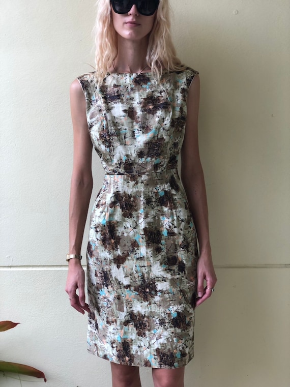 1960's Atomic Dress / Open Back Sexy Dress / Cotton W… - Gem