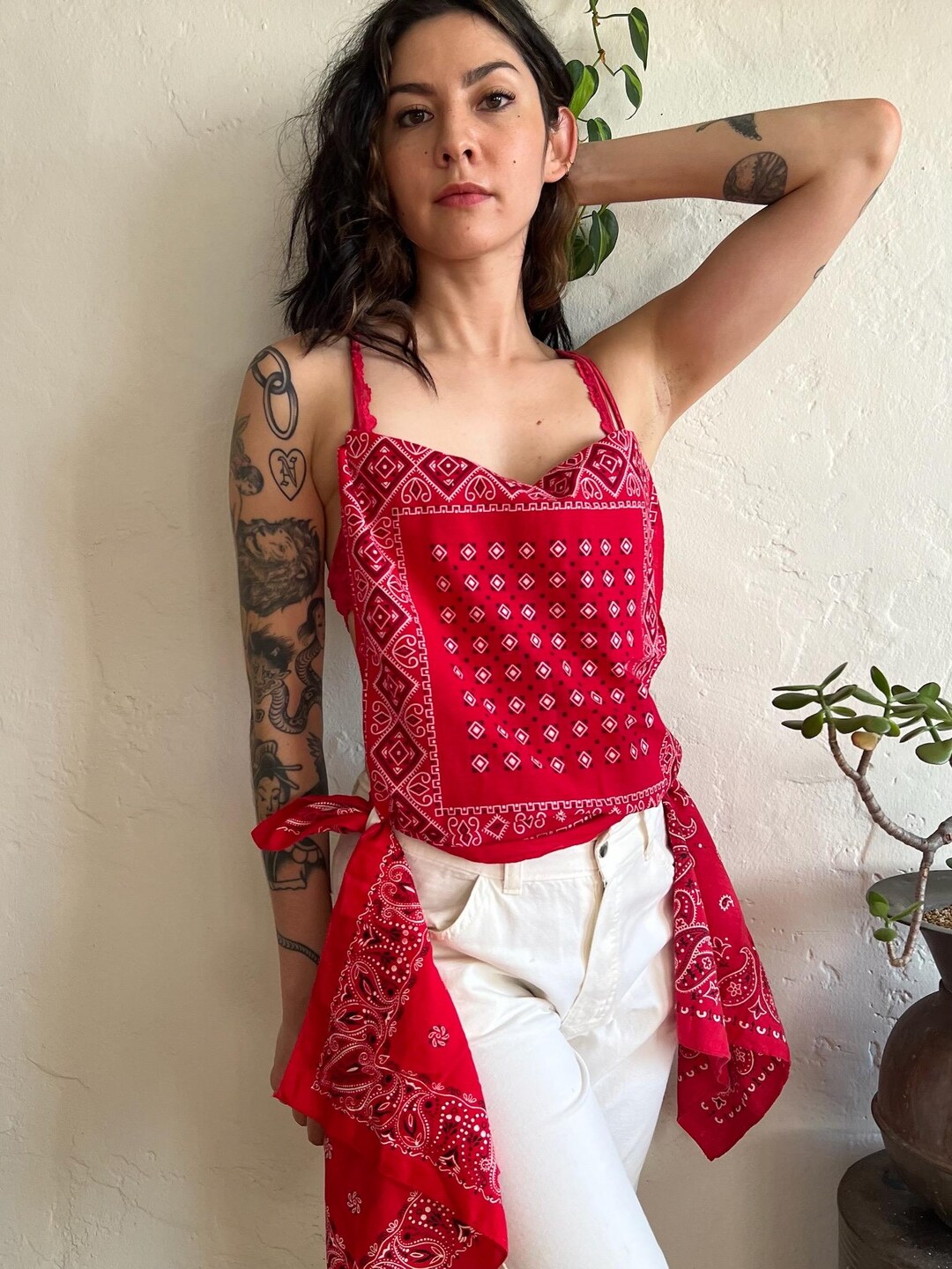 Vintage Red Bandana / Fast Color / Trunk up / 1940's 1950's Red ...