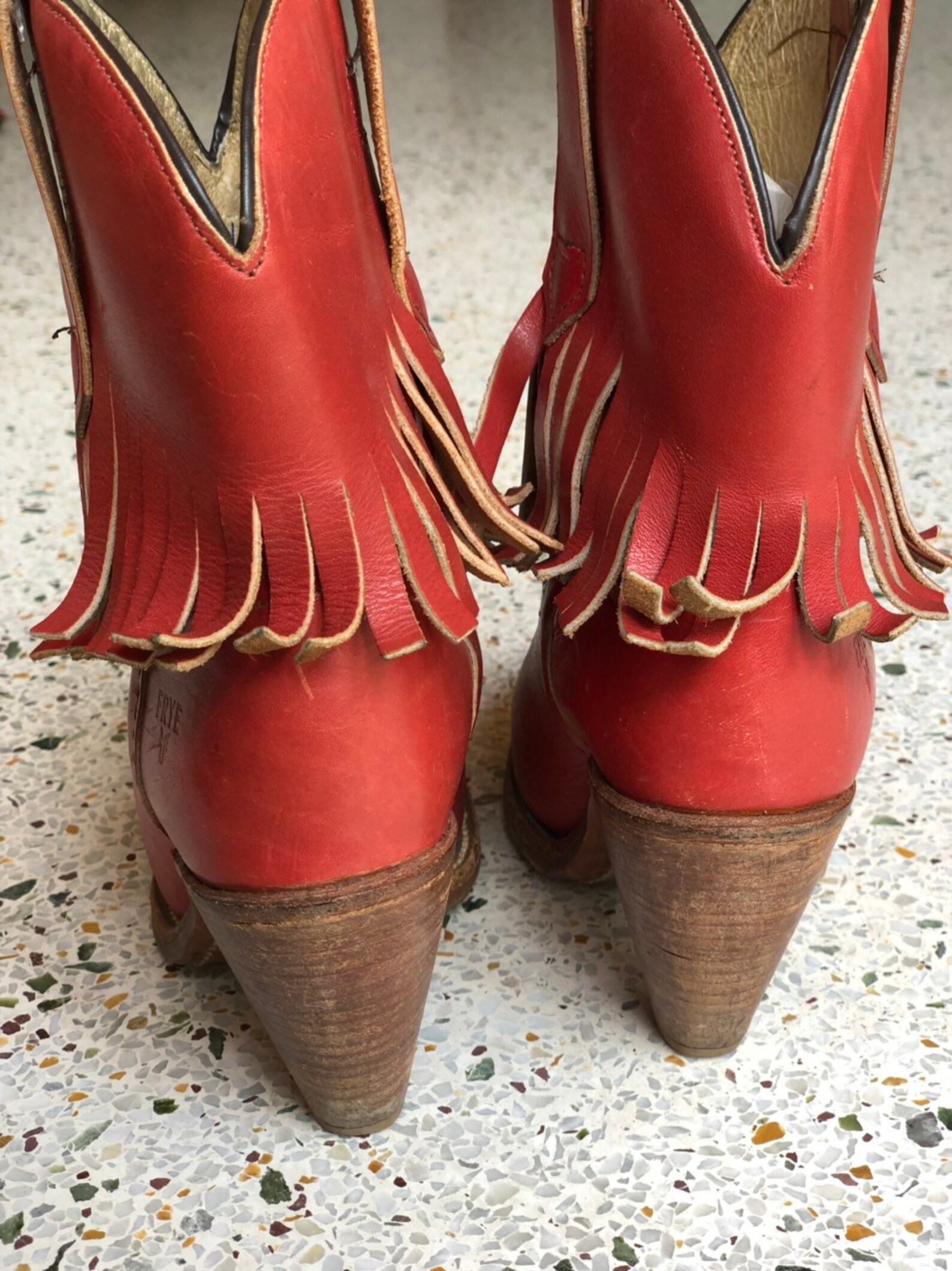 6 M Cowboy Boots / 1970's Frye Cowboy Boots / Fringe Leather Brick Red ...