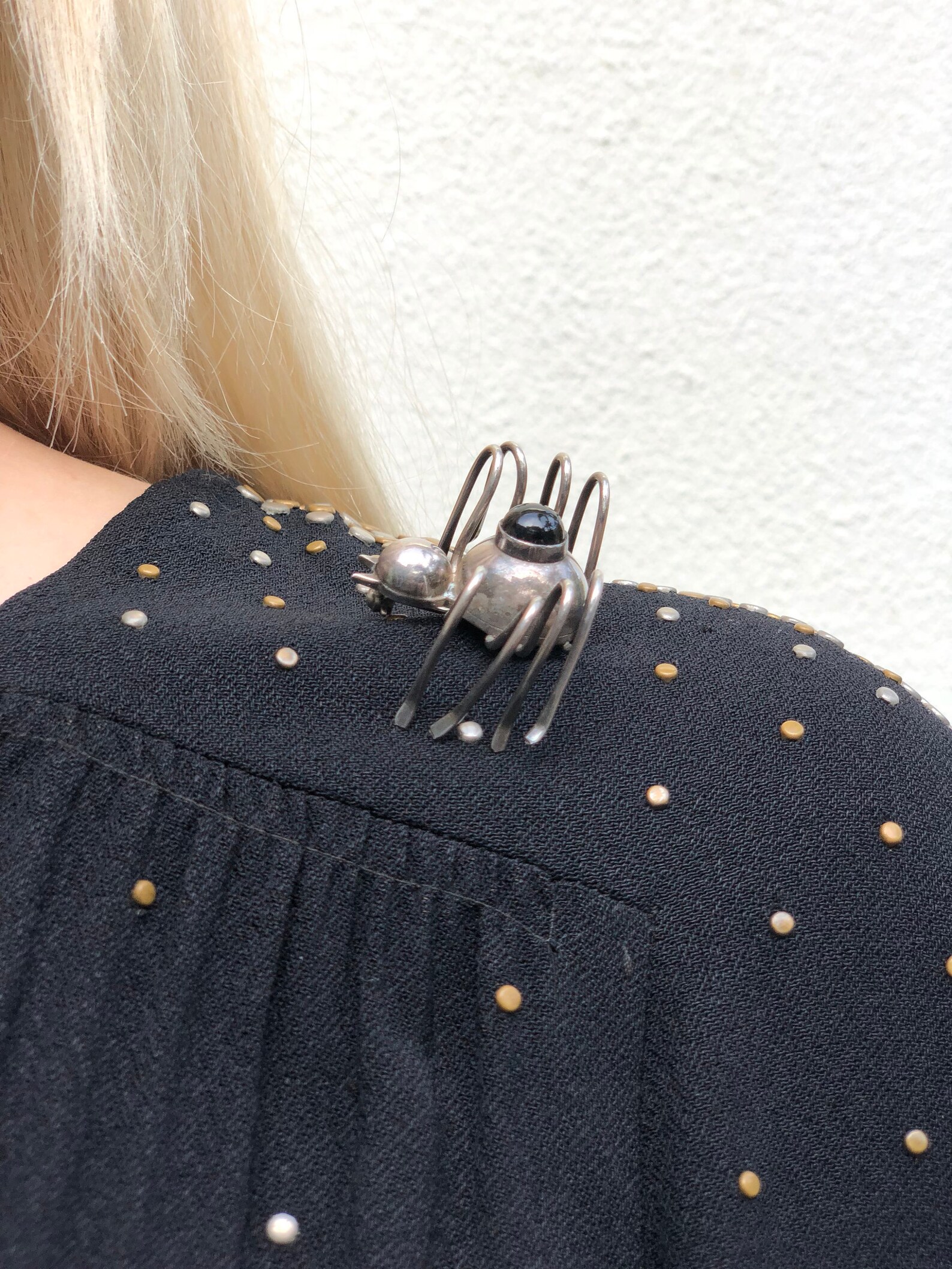 Sterling Spider Pin / TAXCO Onyx Shoulder Brooch / Arachnid - Etsy