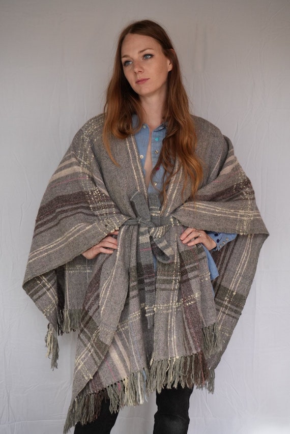 70s vintage plaid poncho - Gem