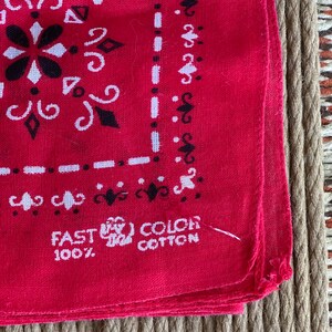 Vintage Red Bandana / Color Fast Trunk up / 1950's 1960's Red ...