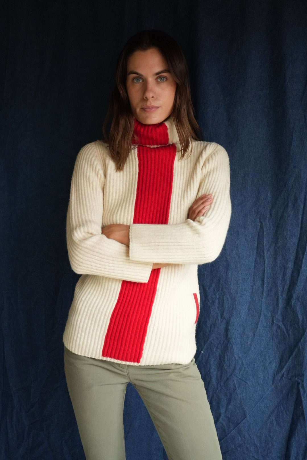 Nineties Prada Turtleneck Sweater With Large Red Stripe / Classic and ...