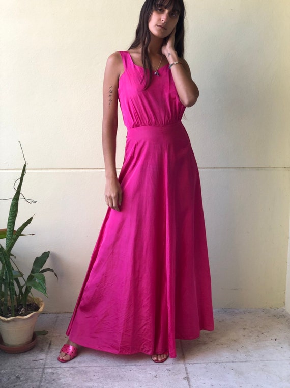 1930's Shocking Pink Dress / Sleeveless Evening Party… - Gem