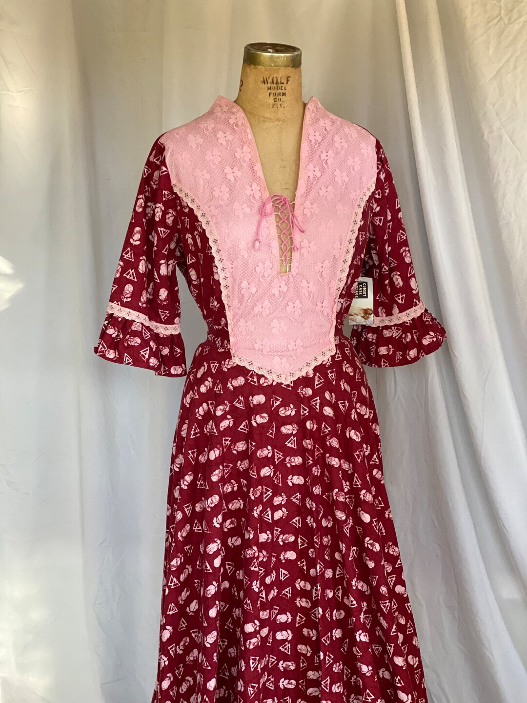 Vintage 70s Boho Dress / Seventies Casual Wear / Cotton Bell Sleeves ...