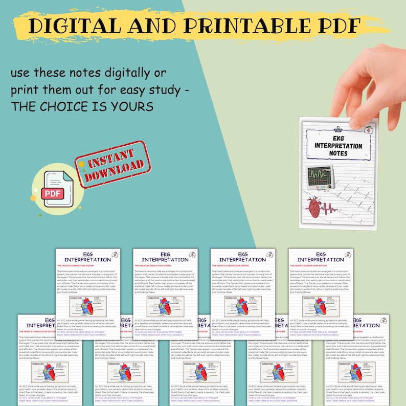 EKG Interpretation Study Guide: Cardiac Rhythms Nursing Notes (digital ...
