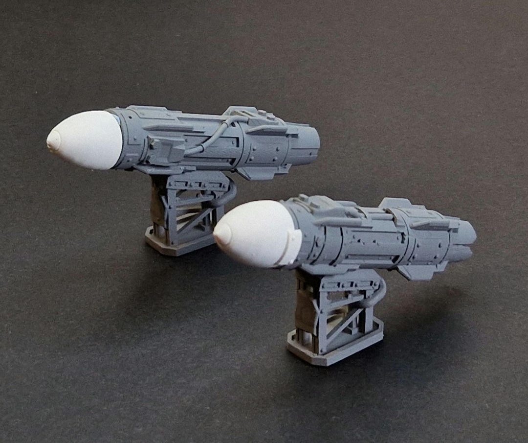 Space Ork Twin Missile Rocket Pair With Launch Standoff - Green Skins ...