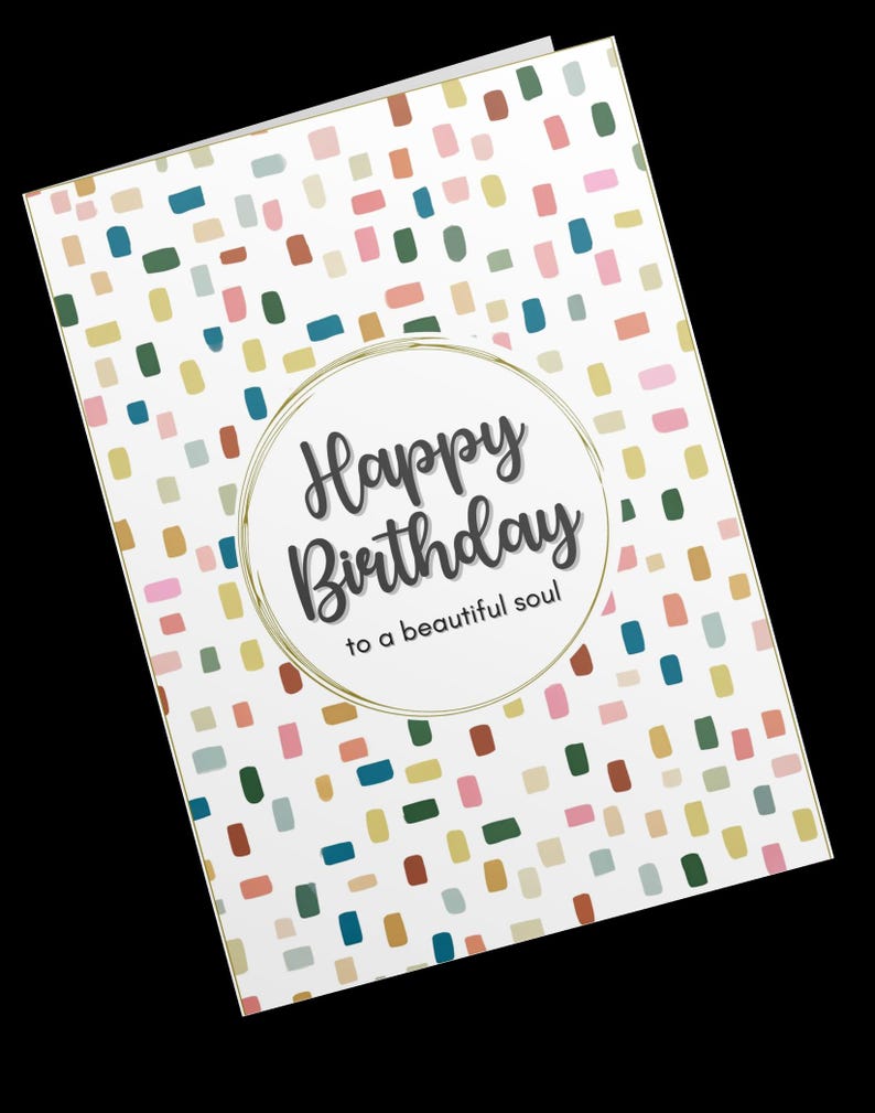 Confetti Birthday Card: 5x7 Pastel Printable Design (digital Download ...
