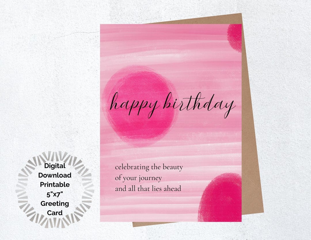 Pink Abstract Birthday Card – Minimalist and Modern Printable Greeting ...