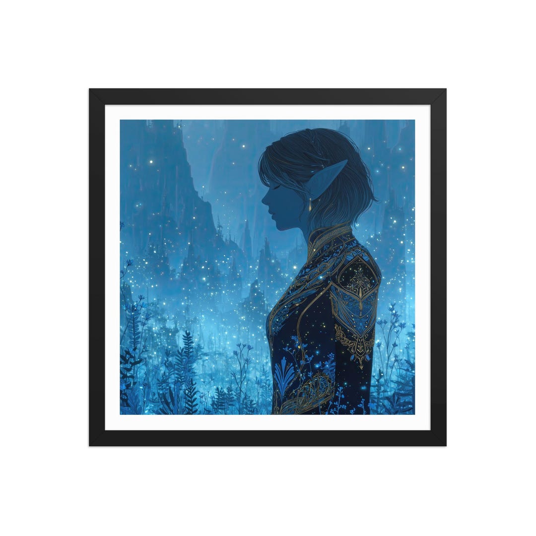 Celestial Snowfall Elf – Dreamy Cosmic Fantasy Wall Art – Twilight Elf ...