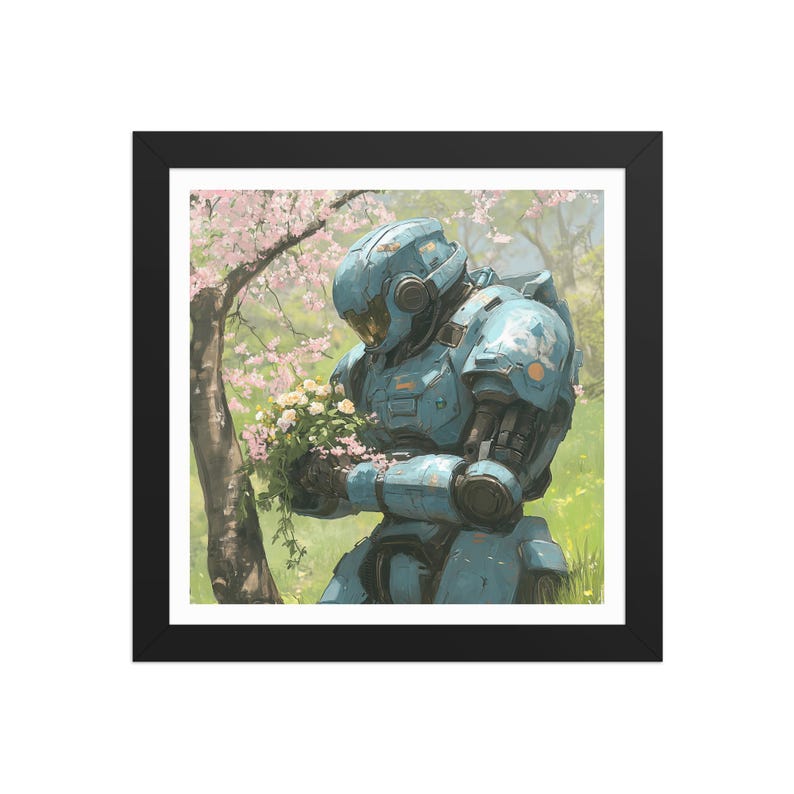Mech With Flowers - Sci-fi Art - High Quality Print - Framed Poster - Etsy