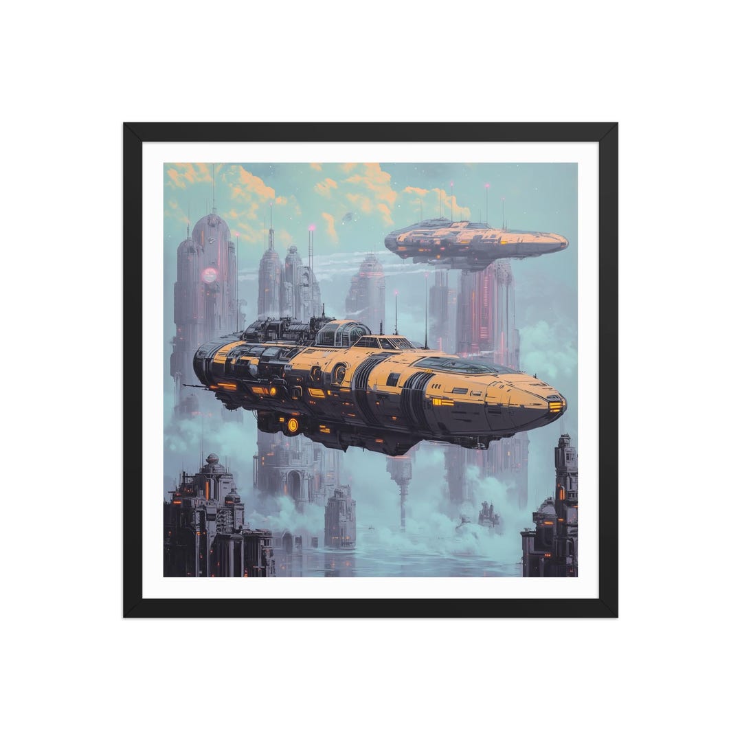 The Fleet Ascends – Retro Futuristic Sci-fi Wall Art – Dreamy Pastel ...