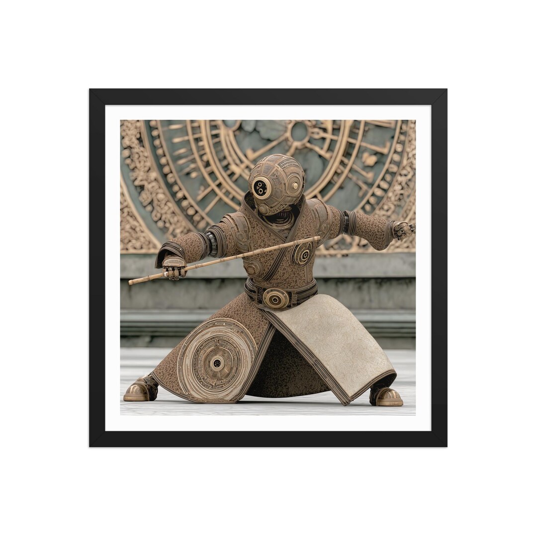 Clockwork Monk – Steampunk Robot Warrior Wall Art – Ancient Tech ...
