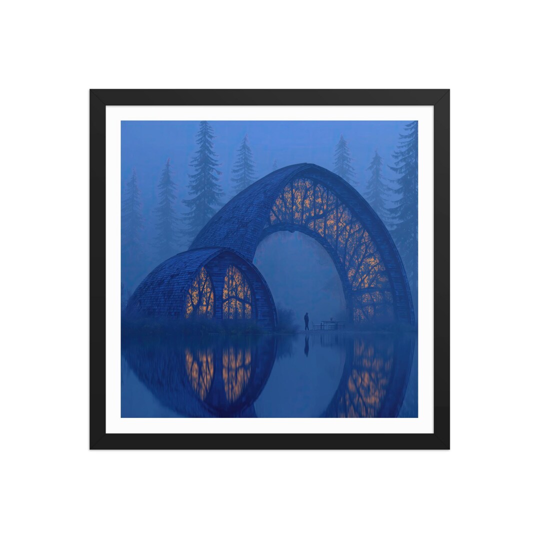 Lakeside Luminous Archway – Dreamy Sci-fi Fantasy Wall Art – Glowing ...