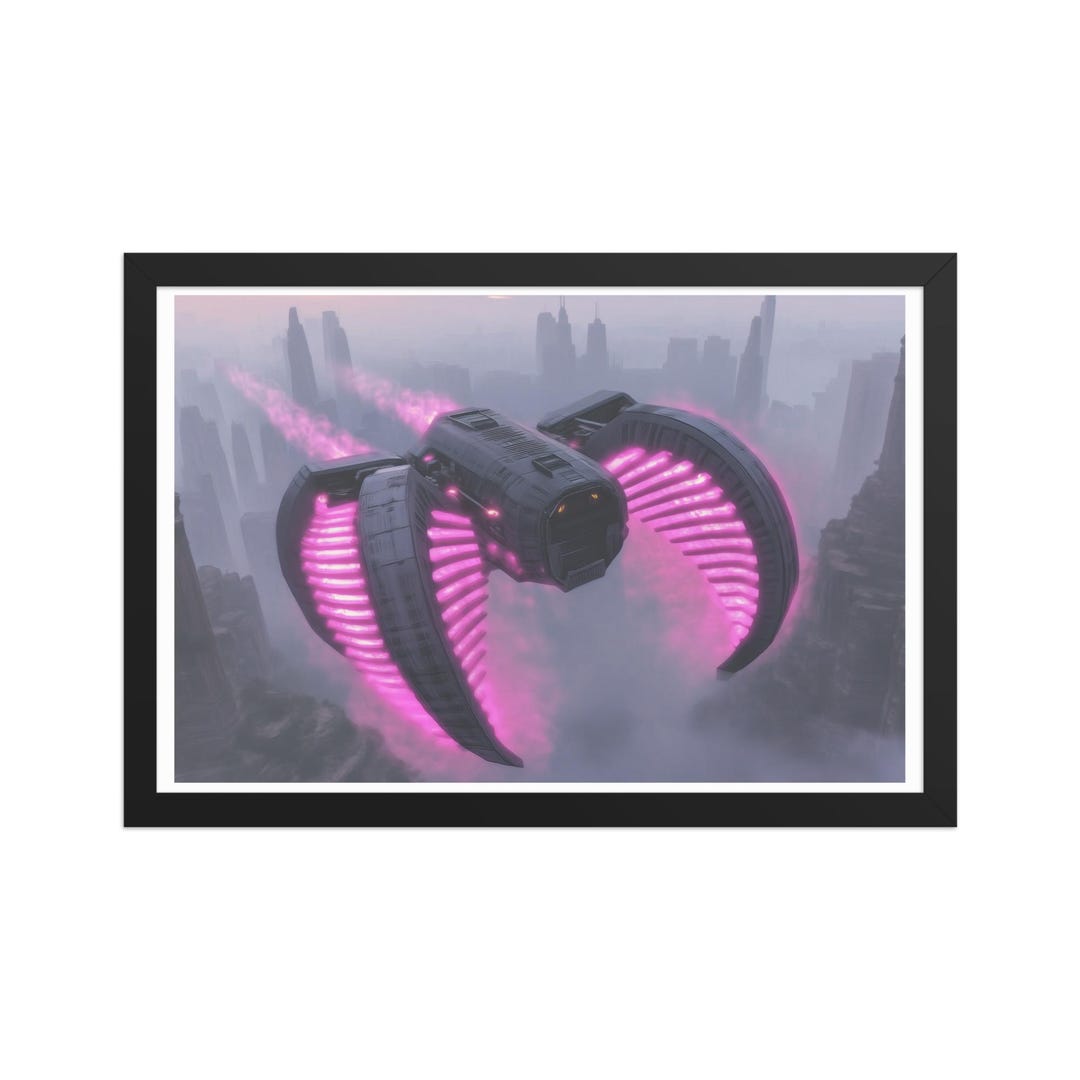 Alien Invader – Dreamy Sci-fi Wall Art – Futuristic Starship With Neon ...