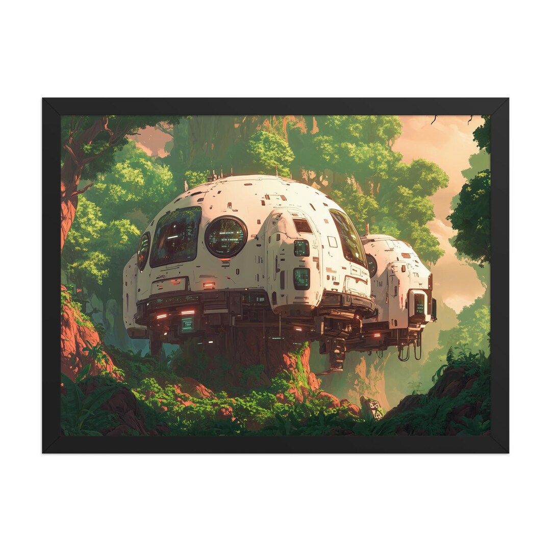 Colony on Alien World - Sci-fi Art - High Quality Print - Framed Matte ...