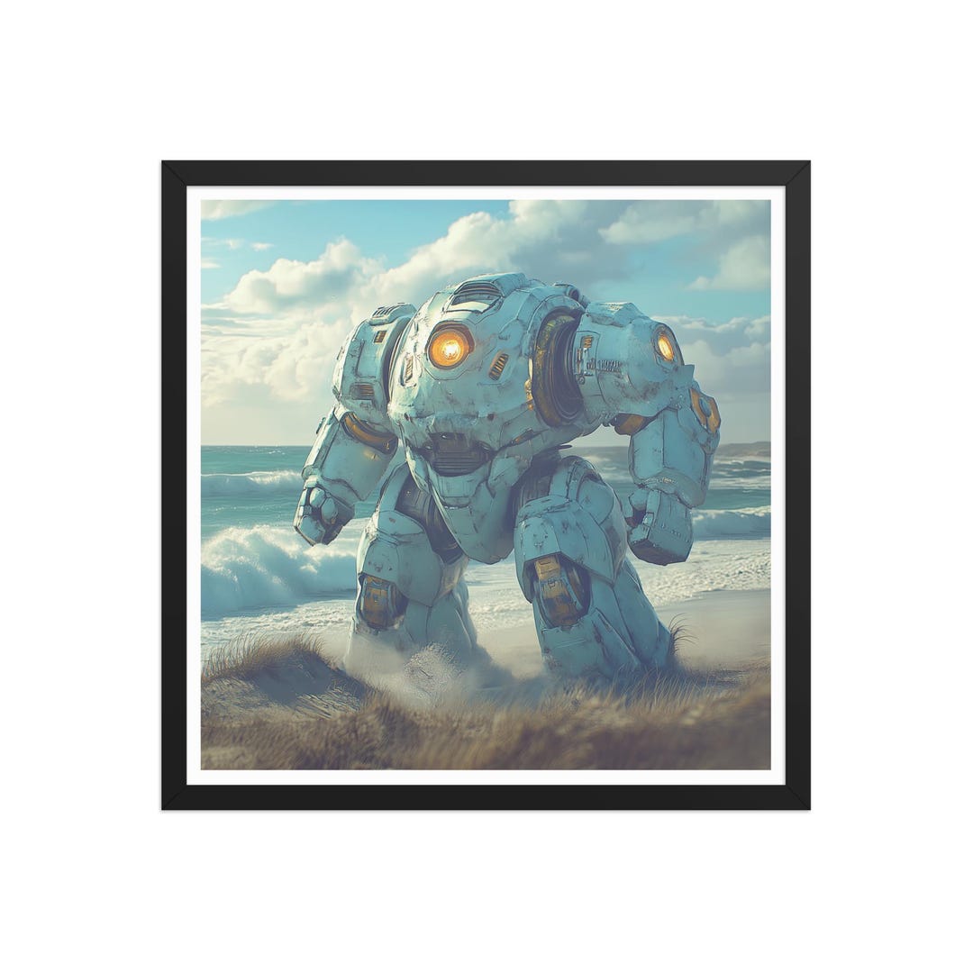 Mech at the Beach - Sci-fi Art - High Quality Print - Framed Poster - Etsy