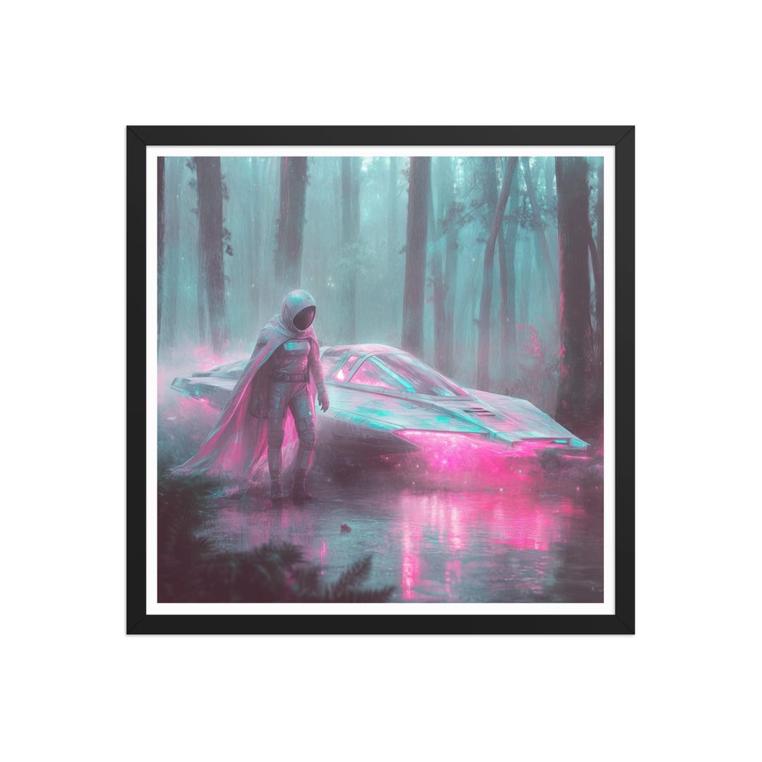 Cosmic Arrival – Cyberpunk Sci-fi Wall Art – Dreamy Alien World Forest ...