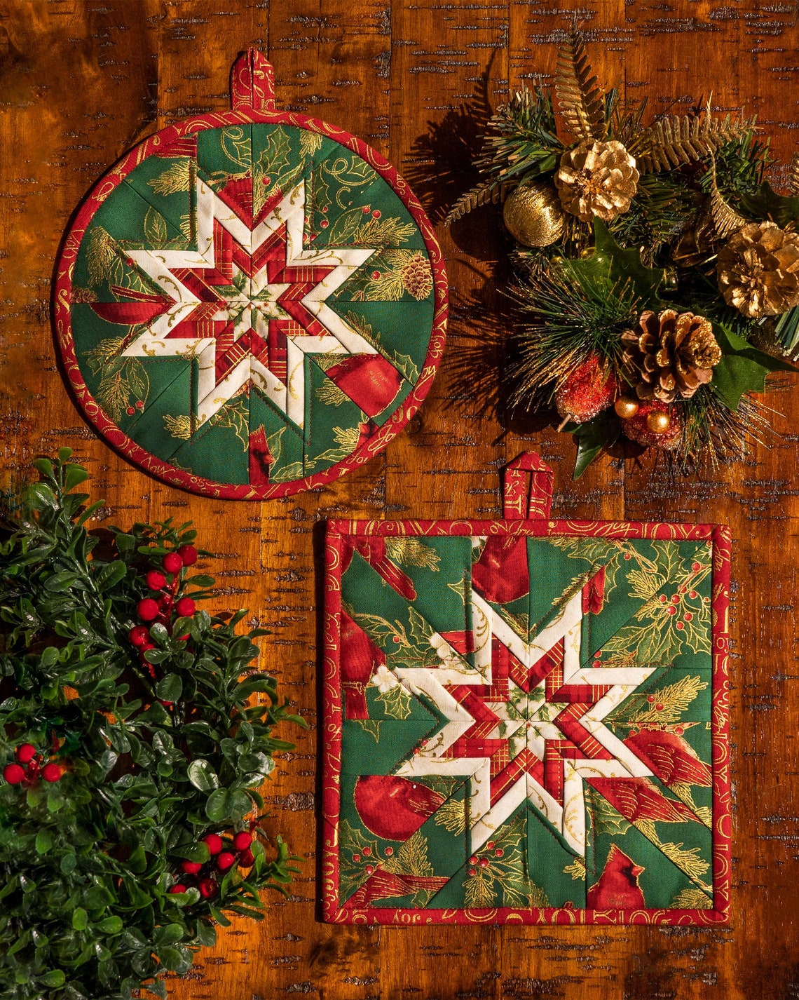 Folded Star Hot Pad Kit Round OR Square Winter's - Etsy