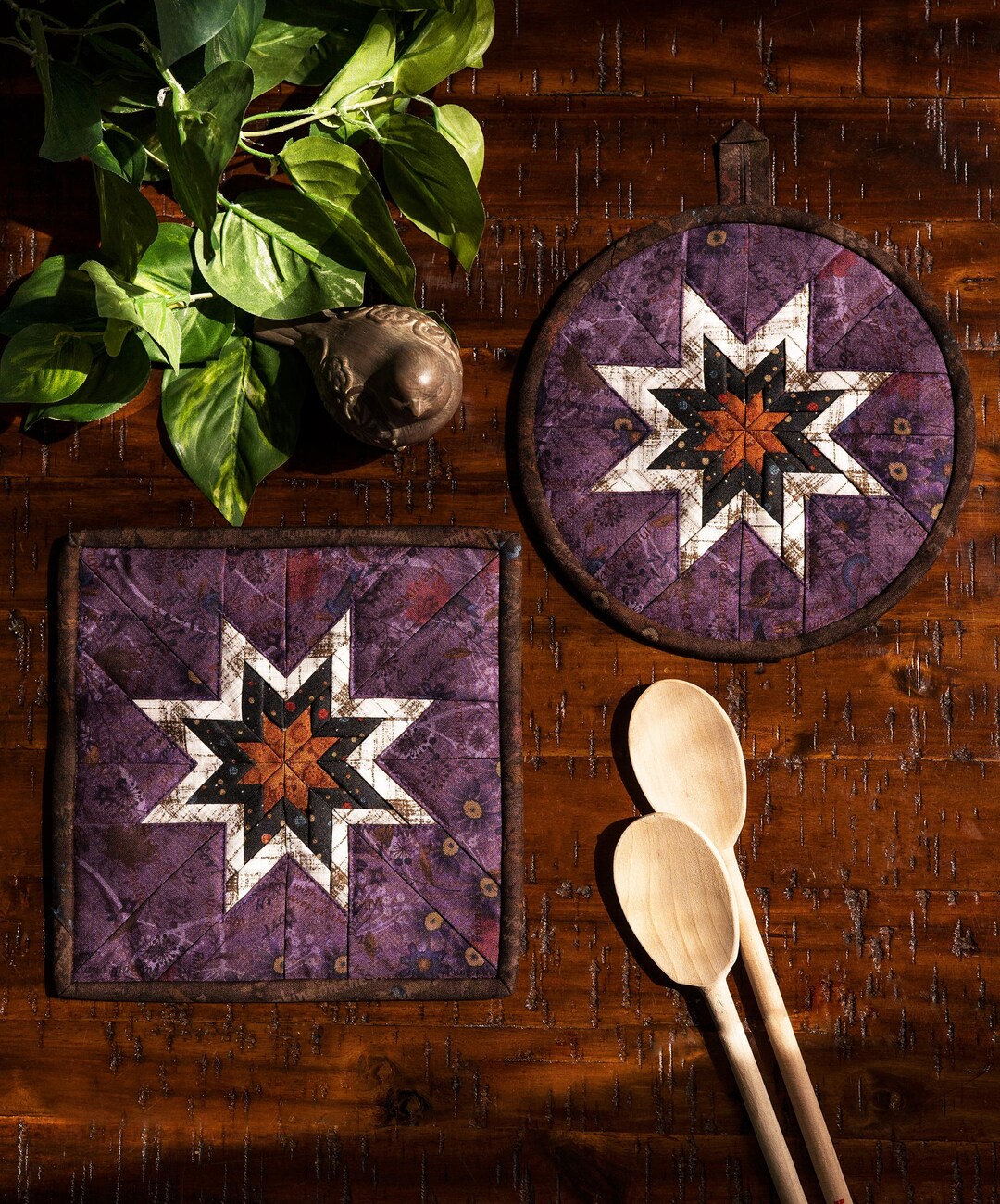 Folded Star Hot Pad Kit Round OR Square Blessings of Home plum - Etsy
