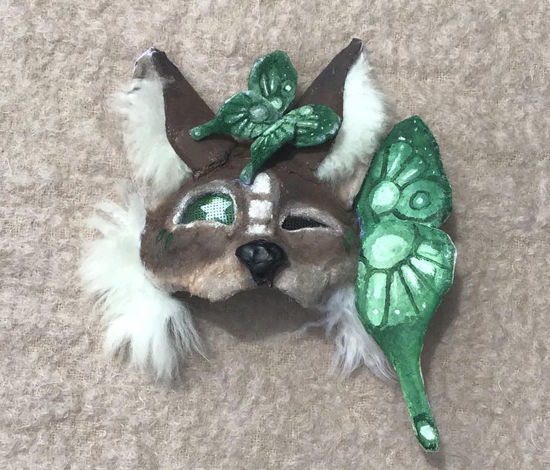 Moth Cat Therian Mask Brown, Green, Goblincore, Forestcore - Etsy