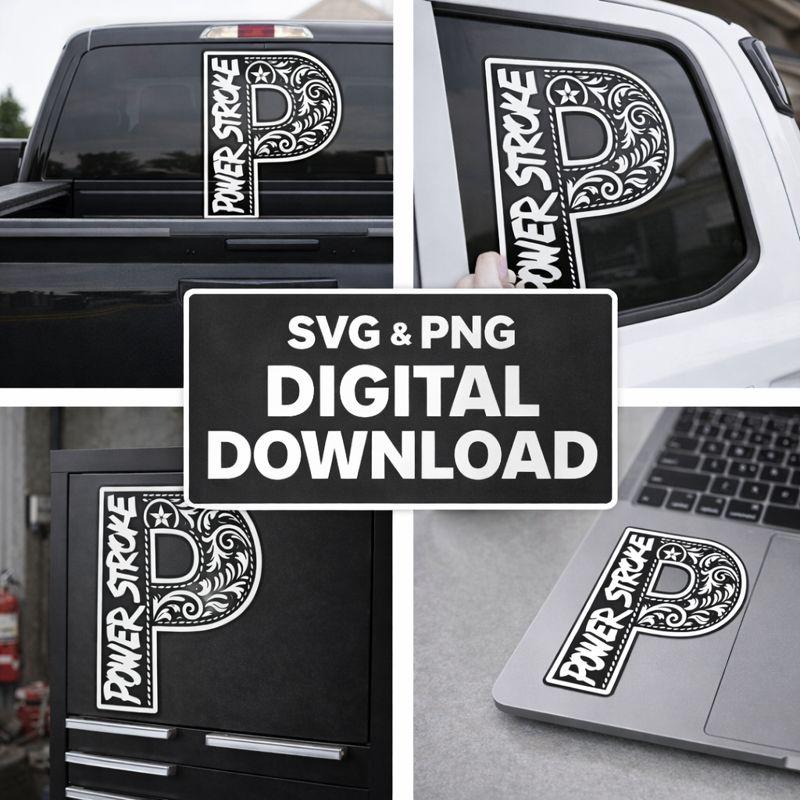 Powerstroke P Leather Tooled SVG Bundle | 6.0 & 7.3 Powerstroke Decal ...