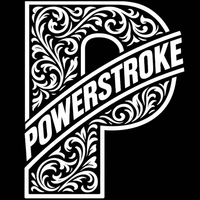 Leather Tooled Powerstroke P PNG | Western Tooled Truck Window Vinyl ...