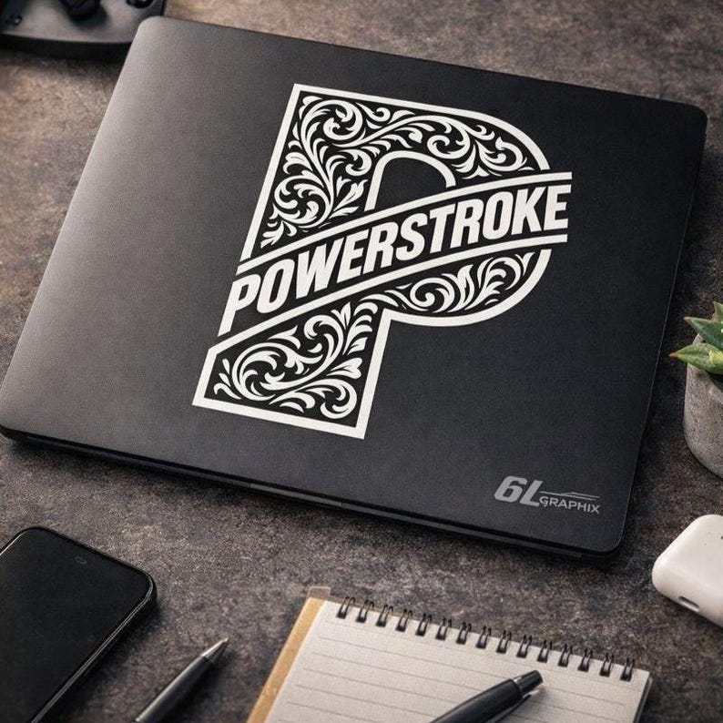 Leather Tooled Powerstroke P PNG | Western Tooled Truck Window Vinyl ...