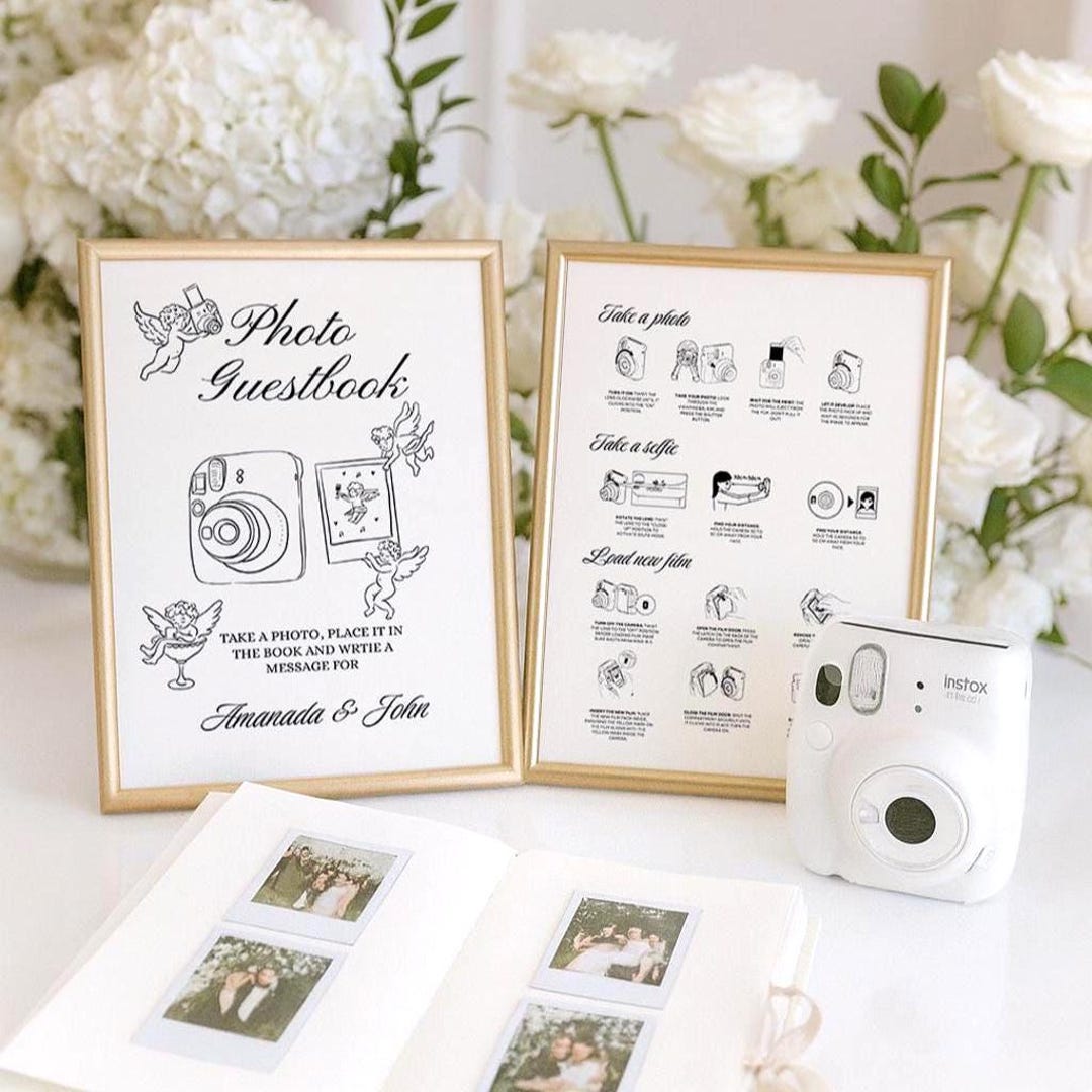 Instax Mini 12 Instructions Sign, Polaroid Guest Book Sign, Editable ...