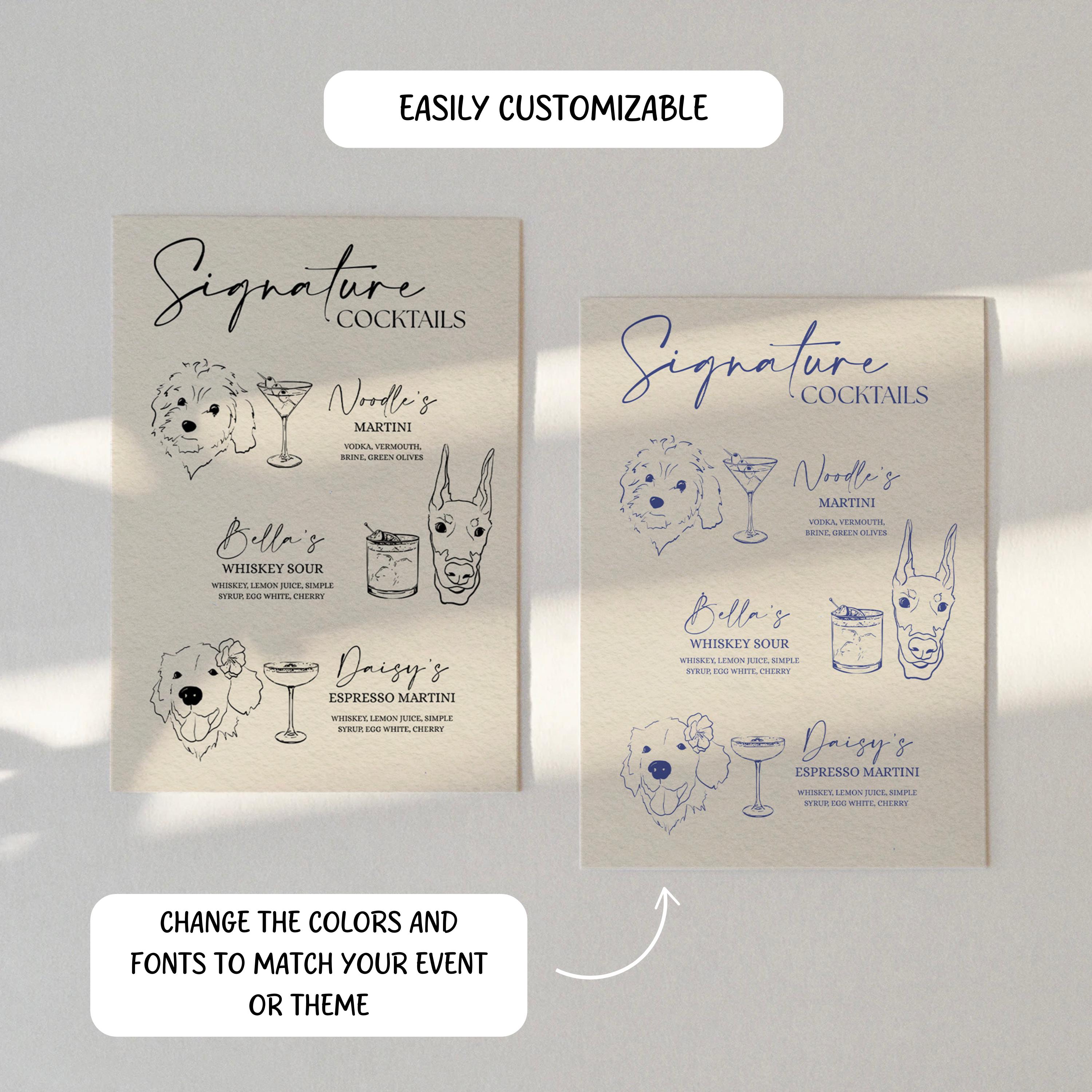 Custom Dog Signature Drink Sign, Dog Drinks Menu, Signature Dog Drink ...