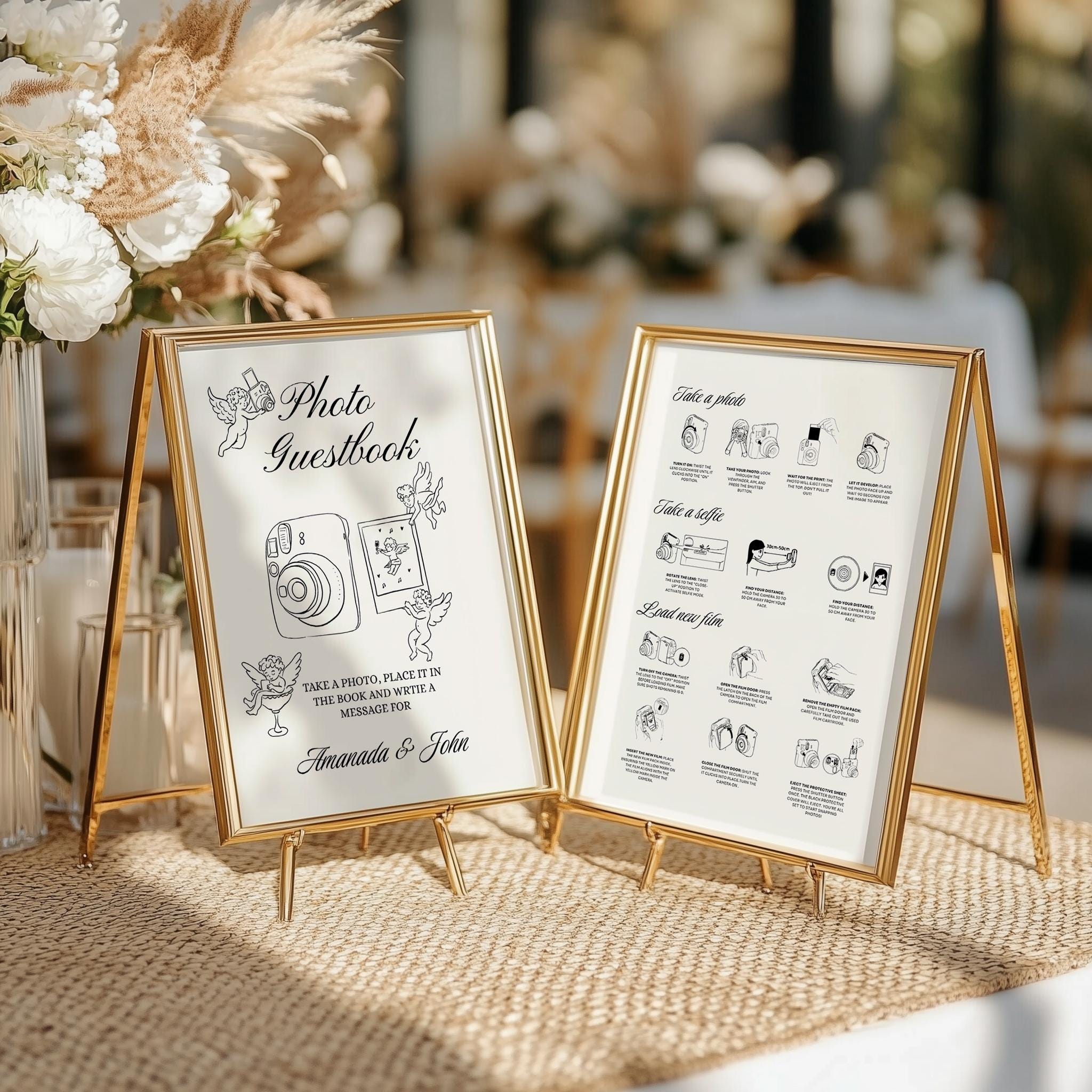 Instax Mini 12 Instructions Sign, Polaroid Guest Book Sign, Editable ...