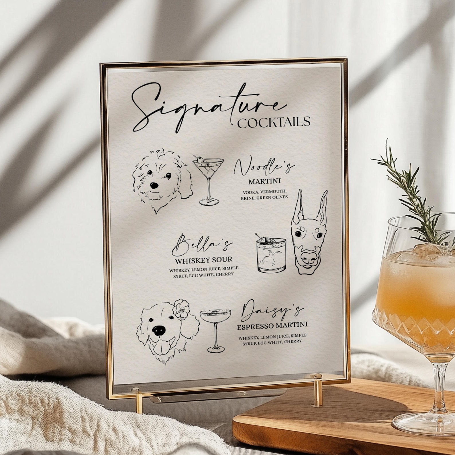 Custom Dog Signature Drink Sign, Dog Drinks Menu, Signature Dog Drink ...