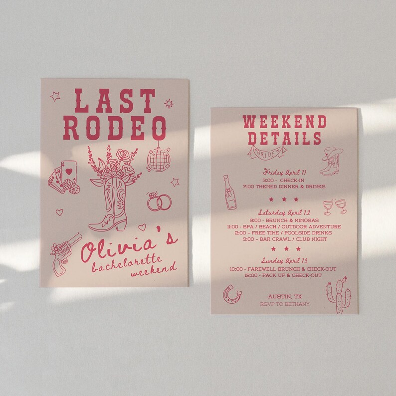 Last Rodeo Bachelorette Invite, Bachelorette Weekend Itinerary, Disco ...