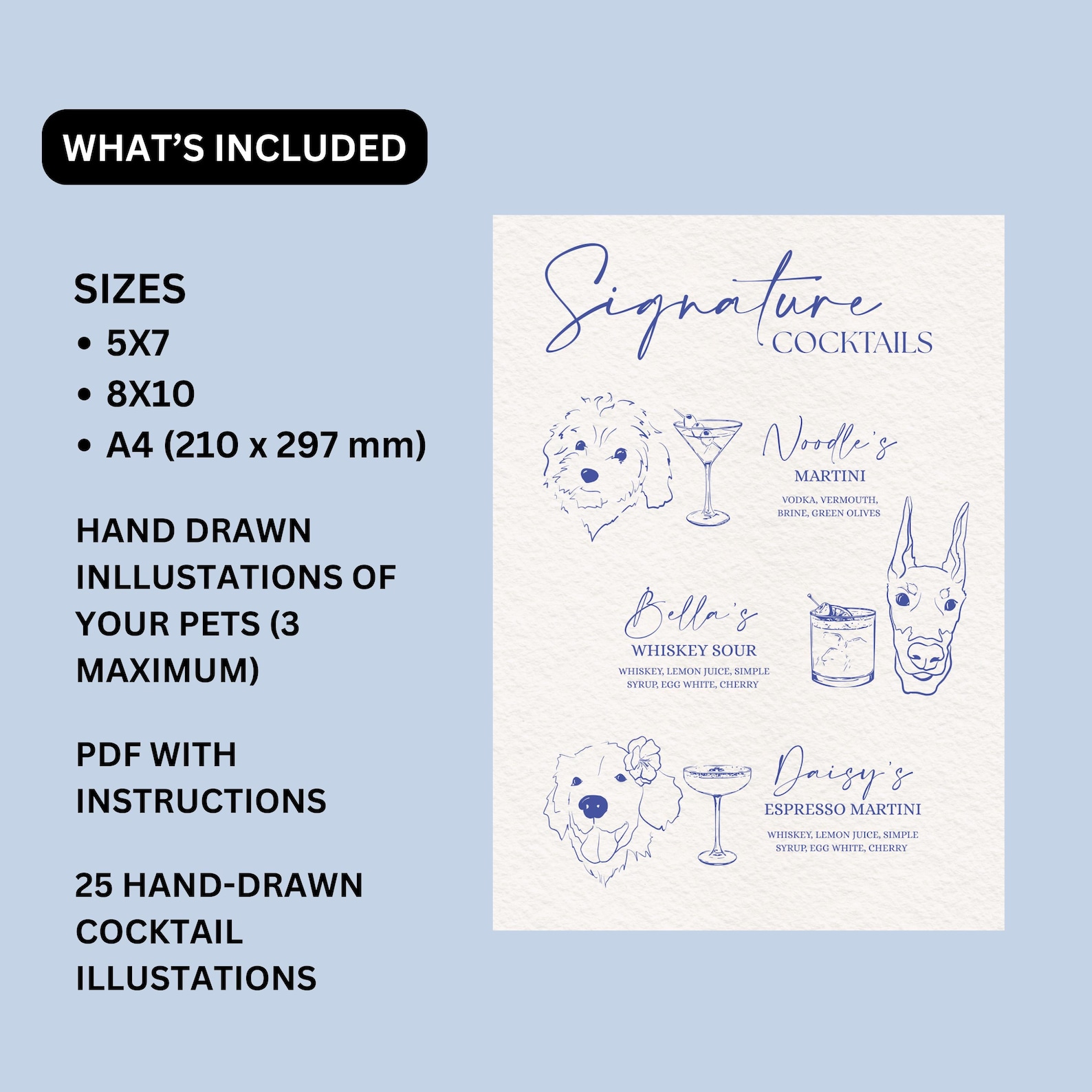 Custom Dog Signature Drink Sign, Dog Drinks Menu, Signature Dog Drink ...